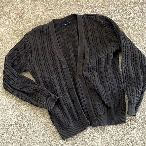 bill blass | Sweaters | Brown Earthtone Cardigan Cotton Ribbed ...